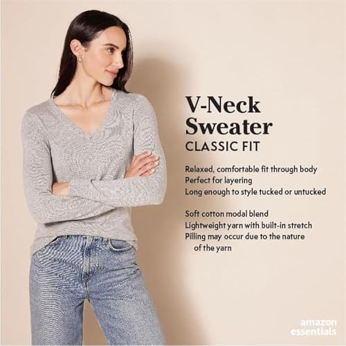 Amazon Essentials Women's Classic-Fit Lightweight Long-Sleeve V-Neck Sweater (Available in Plus Size), Bright Mint Green, Large