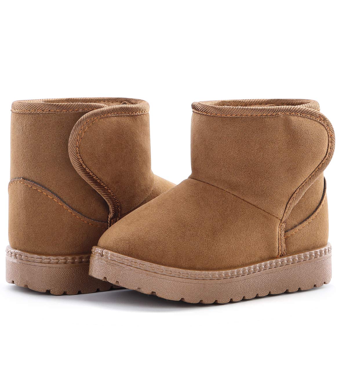 KDHAO Girls Boys Warm Winter Boots Kids Outdoor Snow Boots(5.5 M US Toddler, Brown(New))