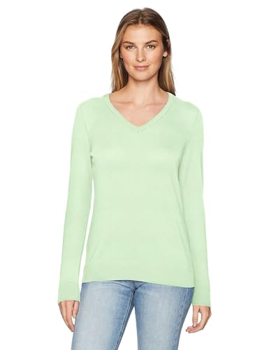Amazon Essentials Women's Classic-Fit Lightweight Long-Sleeve V-Neck Sweater (Available in Plus Size), Bright Mint Green, Large