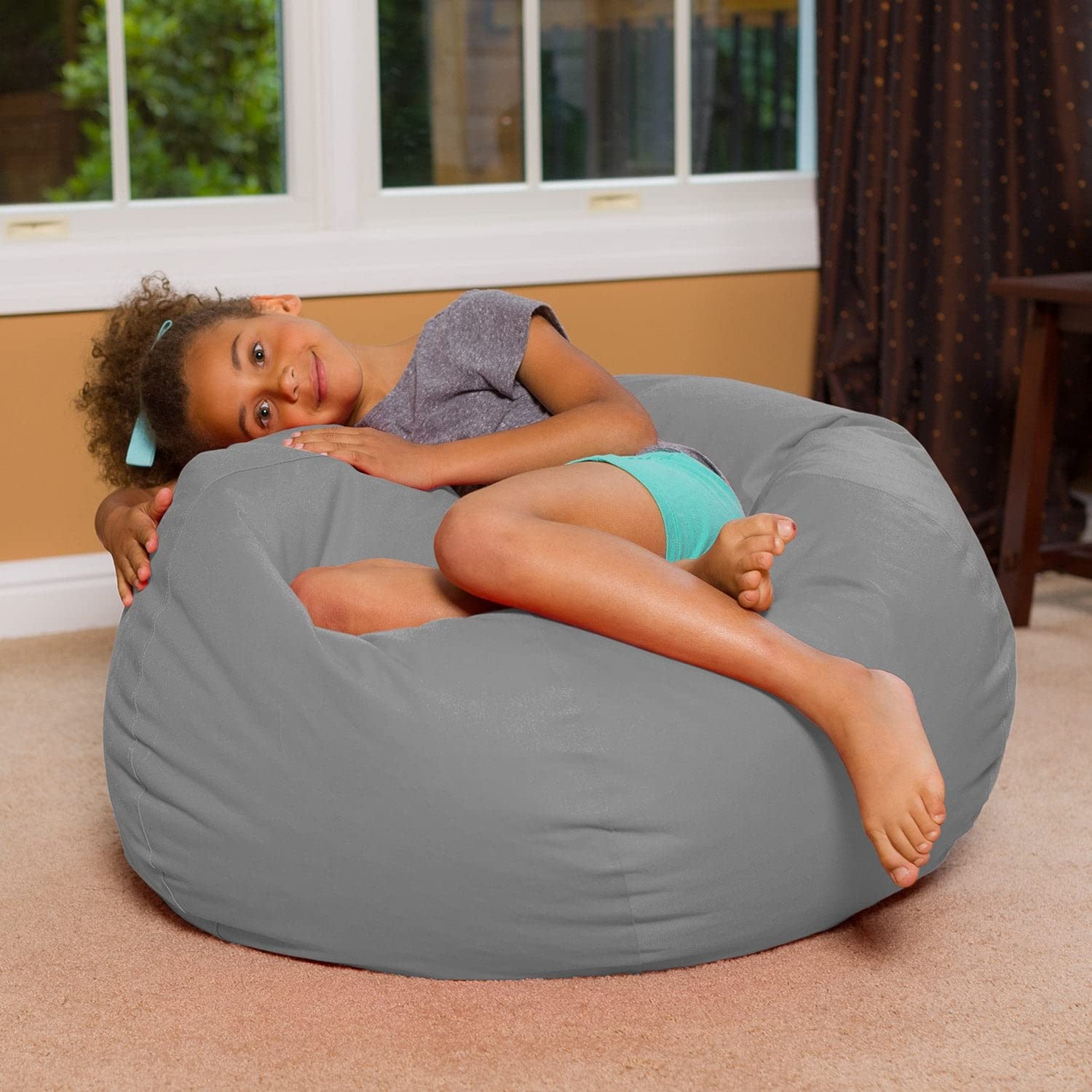 Posh Beanbags Bean Bag Chair, X-Large-48in, Solid Orange