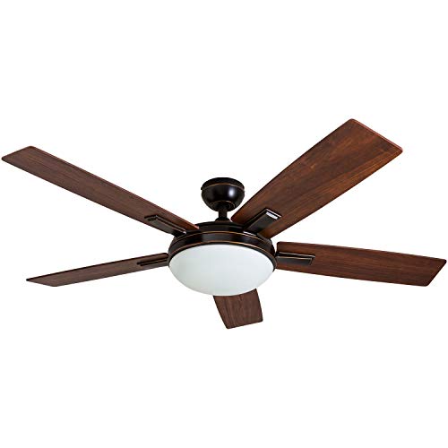 Prominence Home Emporia, 52 Inch Contemporary Indoor LED Ceiling Fan with Light, Remote Control, Dual Mounting Options, Dual Finish Blades, Reversible Motor - 51022-01 (Espresso)