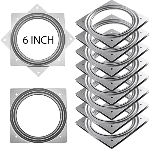 16 Pack Lazy Susan Hardware 6 Inch Turntable Bearing Square Rotating Swivel Plate 110 lbs Capacity 5/16 Inch Thick Lazy Susan for Serving Trays Kitchen Storage Rack Zinc Plated Steel Swivel Plate
