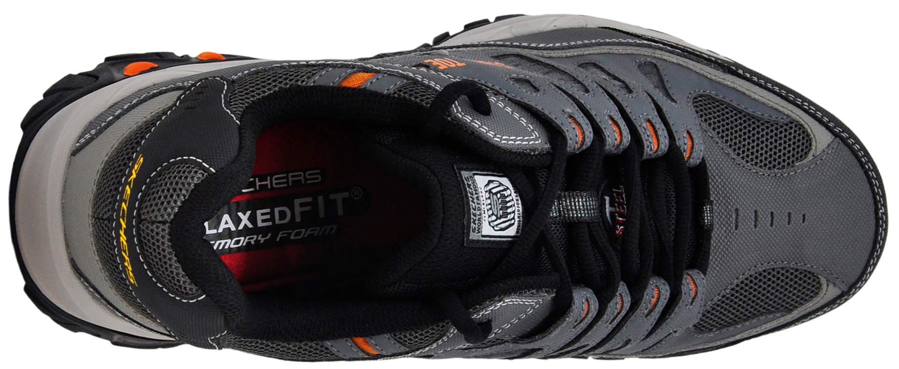 Skechers Men Cankton Athletic Steel Toe Work Sneaker, Charcoal/Orange, 11 M US