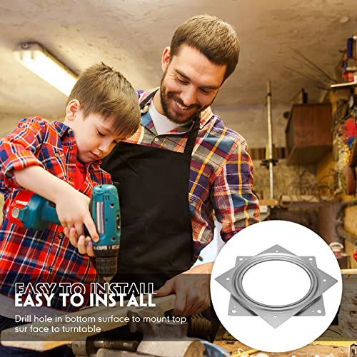 16 Pack Lazy Susan Hardware 6 Inch Turntable Bearing Square Rotating Swivel Plate 110 lbs Capacity 5/16 Inch Thick Lazy Susan for Serving Trays Kitchen Storage Rack Zinc Plated Steel Swivel Plate