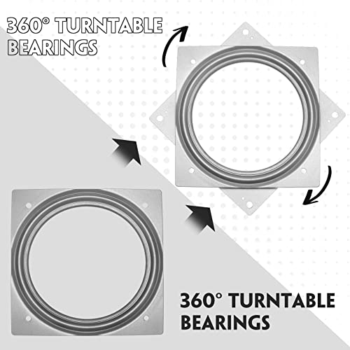 16 Pack Lazy Susan Hardware 6 Inch Turntable Bearing Square Rotating Swivel Plate 110 lbs Capacity 5/16 Inch Thick Lazy Susan for Serving Trays Kitchen Storage Rack Zinc Plated Steel Swivel Plate