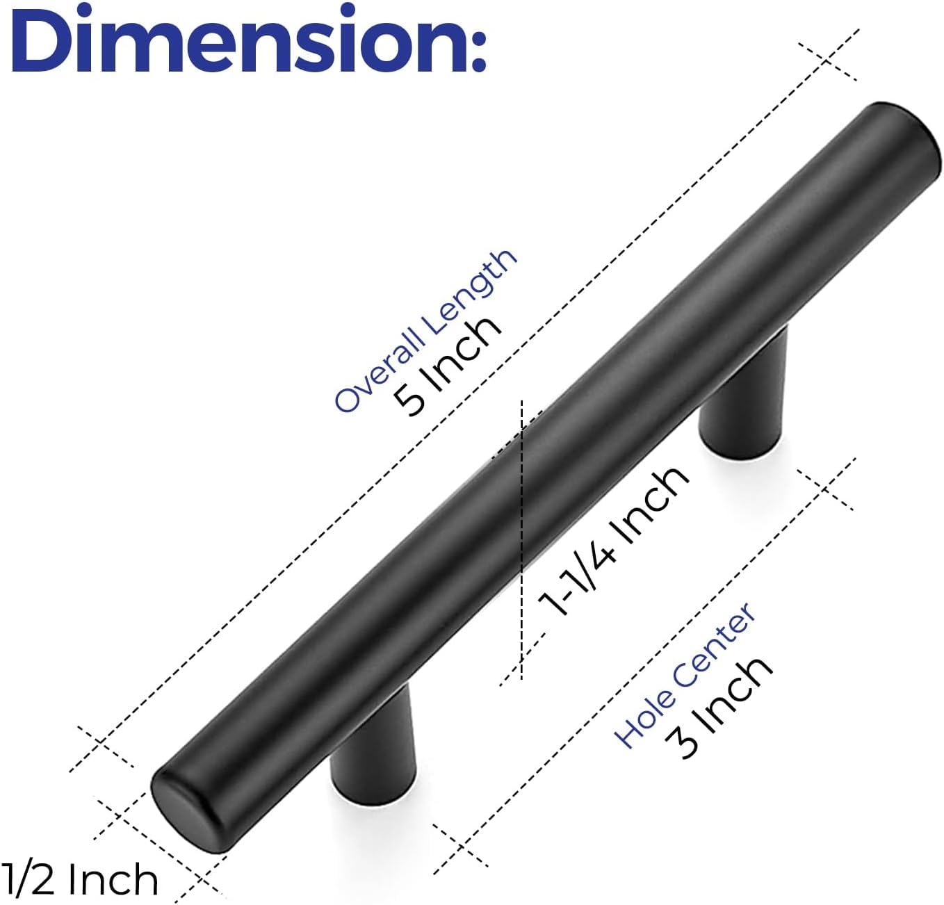 Ravinte 18 Pack | 5 inch Cabinet Pulls Matte Black Stainless Steel Kitchen Drawer Pulls Cabinet Handles 5 inchLength, 3 inch Hole Center