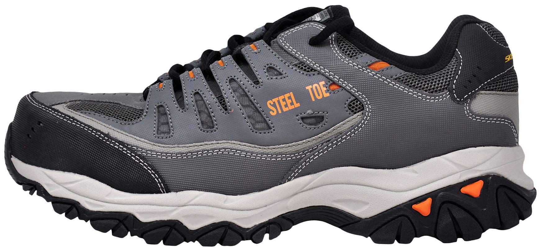 Skechers Men Cankton Athletic Steel Toe Work Sneaker, Charcoal/Orange, 11 M US