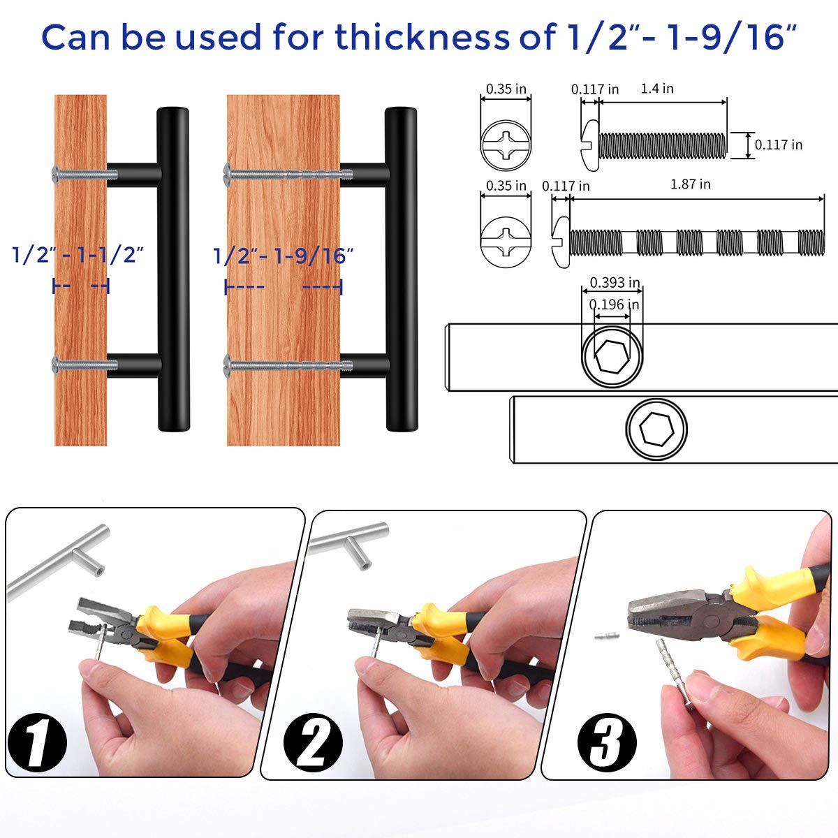 Ravinte 18 Pack | 5 inch Cabinet Pulls Matte Black Stainless Steel Kitchen Drawer Pulls Cabinet Handles 5 inchLength, 3 inch Hole Center