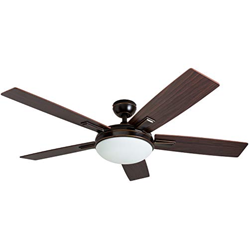 Prominence Home Emporia, 52 Inch Contemporary Indoor LED Ceiling Fan with Light, Remote Control, Dual Mounting Options, Dual Finish Blades, Reversible Motor - 51022-01 (Espresso)