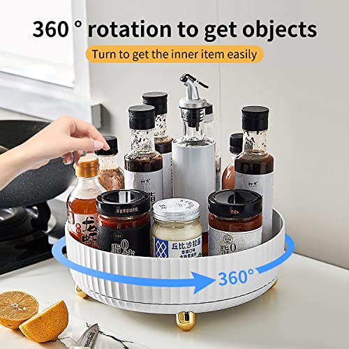 Lazy Susan, Makeup Organizer,Turntable Organizer for Cabinet, Plastic Rotating Turntray Container Bins, Round Spinning Organization for Pantry, Fridge, Countertop, Vanity, Spices, Condiments (Large)