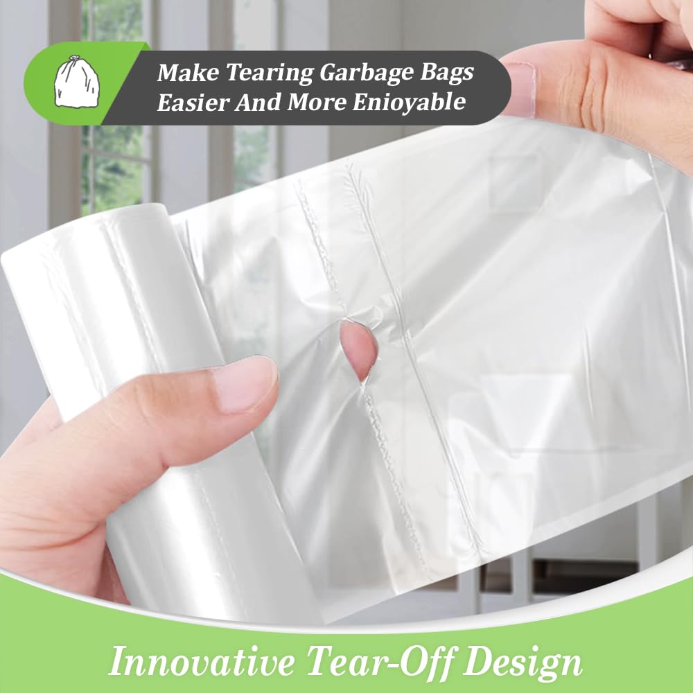 1.2 Gallon 330 Counts Strong Trash Bags Garbage Bags by Teivio, Bathroom Trash Can Bin Liners, Small Plastic Bags for home office kitchen (Clear)