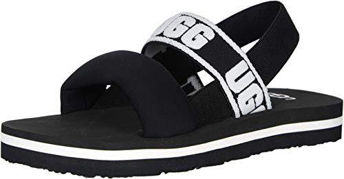 UGG Girls K ZUMA Sling Flat Sandal, Black, 2 Little Kid