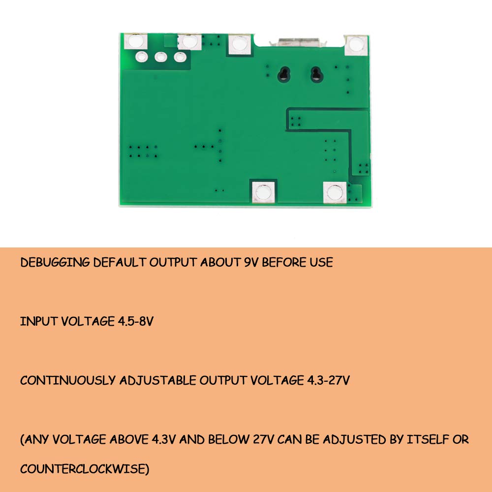 KOOBOOK 5Pcs Micro USB 3.7V Lithium Li-ion 18650 Battery Charging Discharge Module Adjustable Boost Step Up Integrated Module 4.5V-8V to 4.3V-27V