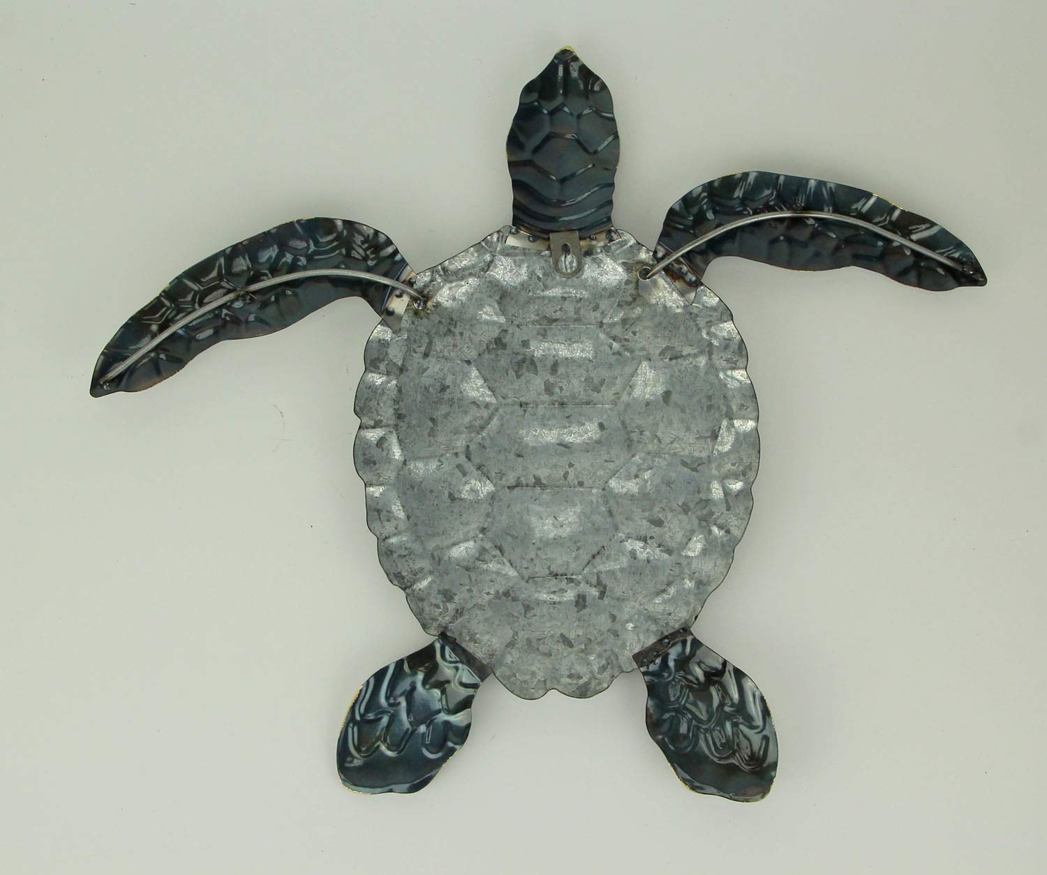 Blue Galvanized Metal Art Sea Turtle Wall Sculpture 19 inch