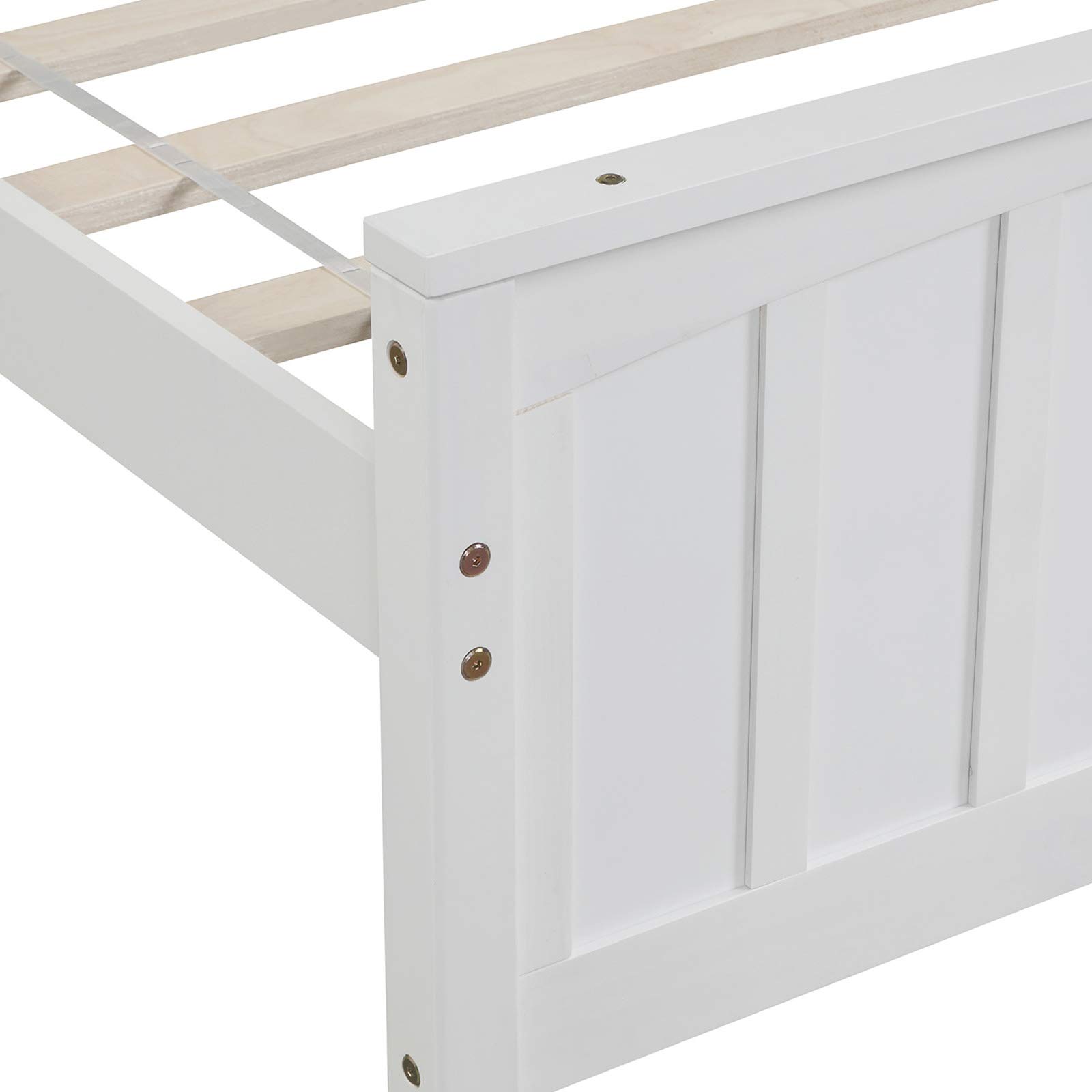 Harper & Bright Designs Twin Bed Frame Wood Slats Platform Twin Size Bed Frame with Headboard, No Box Spring Required Single Platform Bed Frame for Kids (White)
