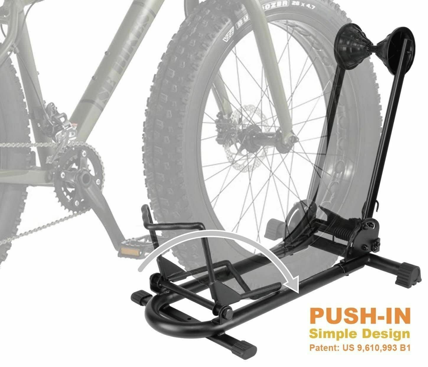 BikeHand Bicycle Floor Parking Rack Stand - for Mountain MTB & Road or Fat Bikes Indoor Outdoor Garage Storage - Max Tire Width 5" (2)