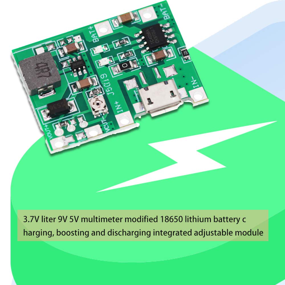 KOOBOOK 5Pcs Micro USB 3.7V Lithium Li-ion 18650 Battery Charging Discharge Module Adjustable Boost Step Up Integrated Module 4.5V-8V to 4.3V-27V
