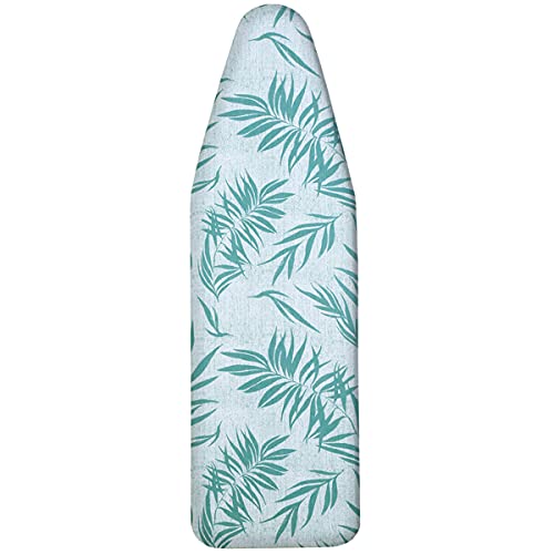 MZXcuin 15" x 54" Ironing Board Cover and pad, Extra Thick Cotton Iron Cover with Padding Heat Reflective Heavy Duty Pad, Green Leaves
