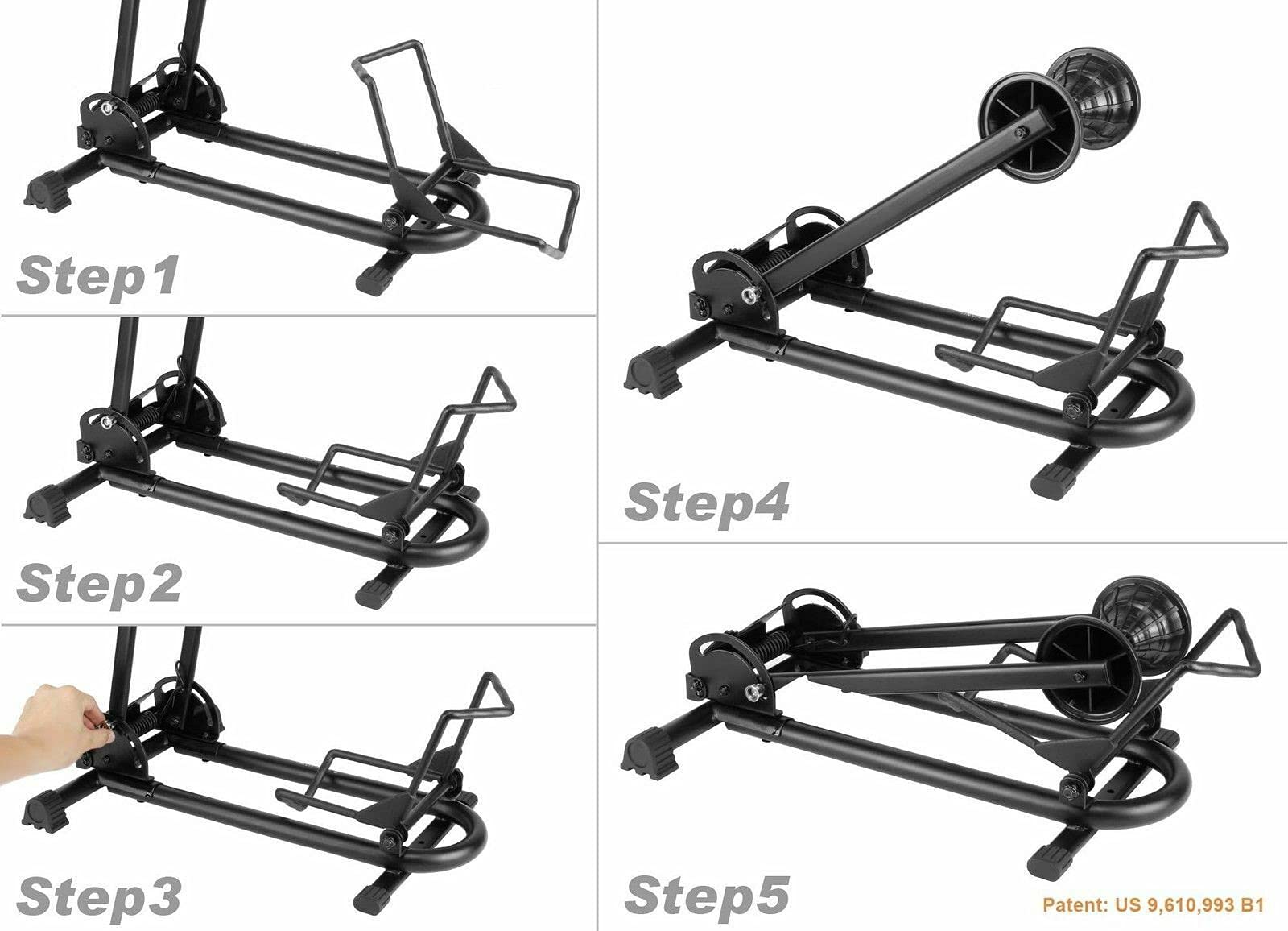 BikeHand Bicycle Floor Parking Rack Stand - for Mountain MTB & Road or Fat Bikes Indoor Outdoor Garage Storage - Max Tire Width 5" (2)