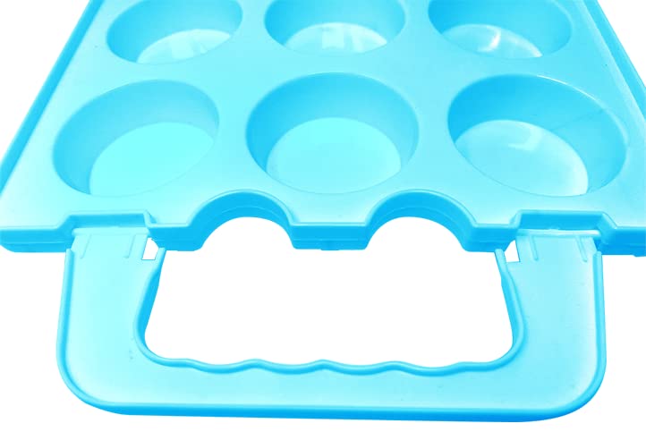 DuraCasa Cupcake Carrier, Cupcake Holder | Premium Upgraded Model Holds Cupcakes Steadier | Store up to 36 Cupcakes or Muffins | Stacking Cupcake Storage Container | Use 1,2, or 3 Tiers (Blue)