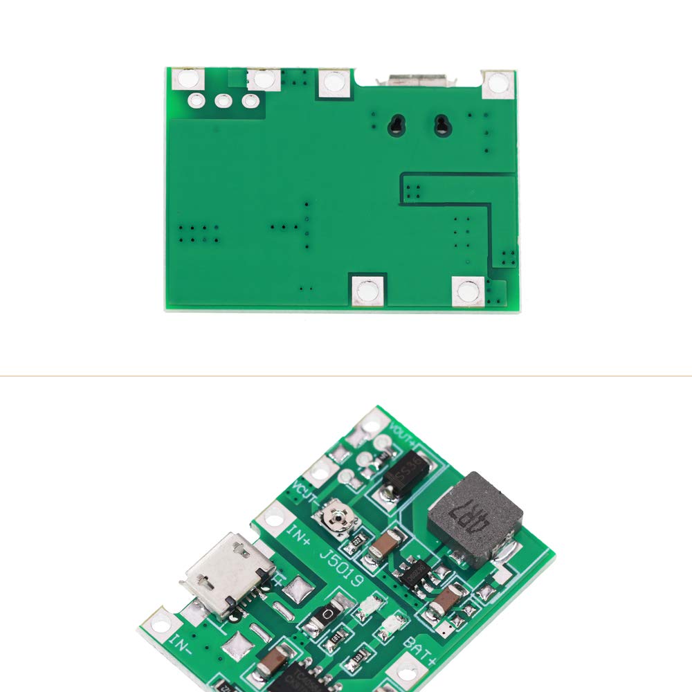 KOOBOOK 5Pcs Micro USB 3.7V Lithium Li-ion 18650 Battery Charging Discharge Module Adjustable Boost Step Up Integrated Module 4.5V-8V to 4.3V-27V