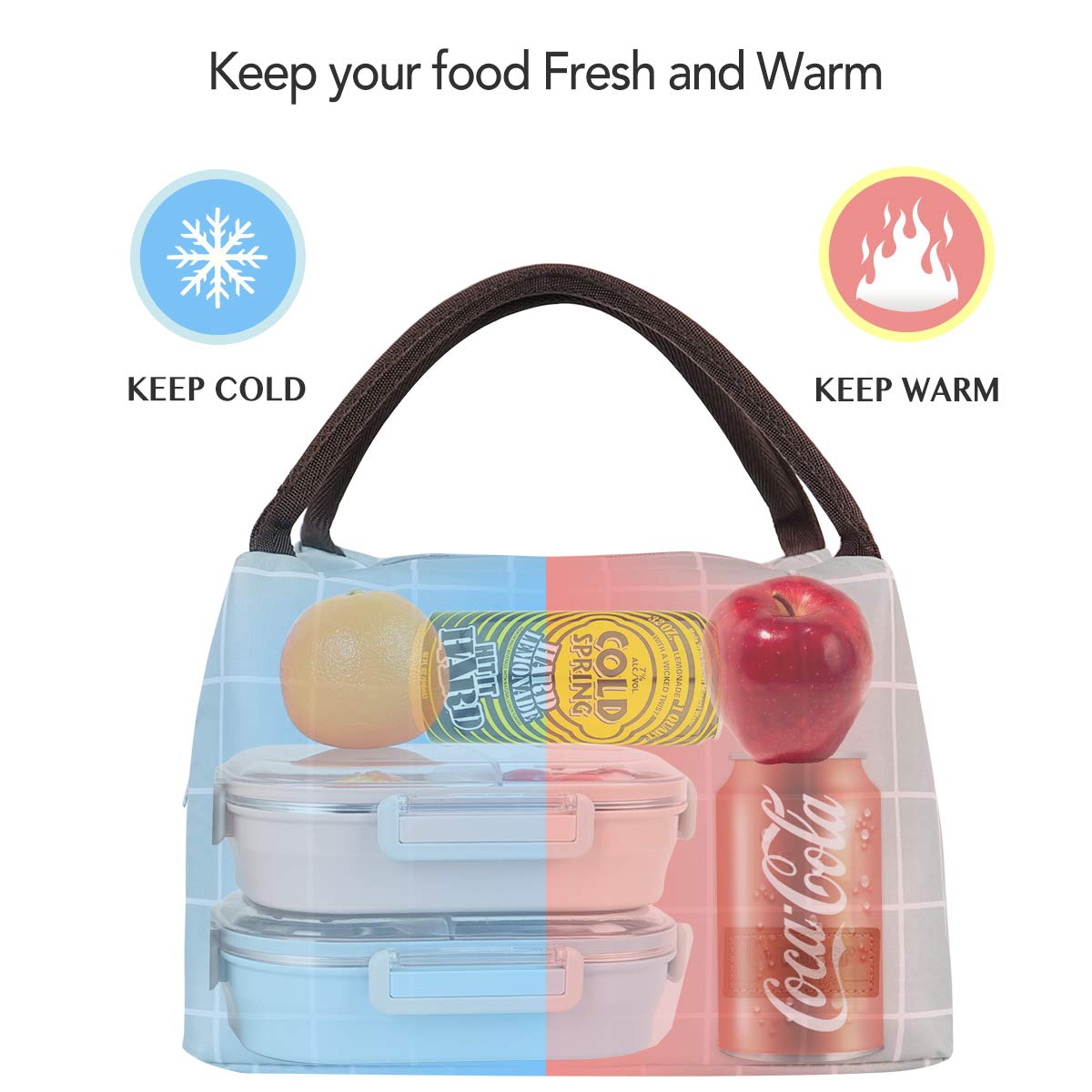 Buringer Insulated Lunch Bag Lunch Box for Women Men Adult Lunch Tote for Work Picnic Travel (Green Plaid)