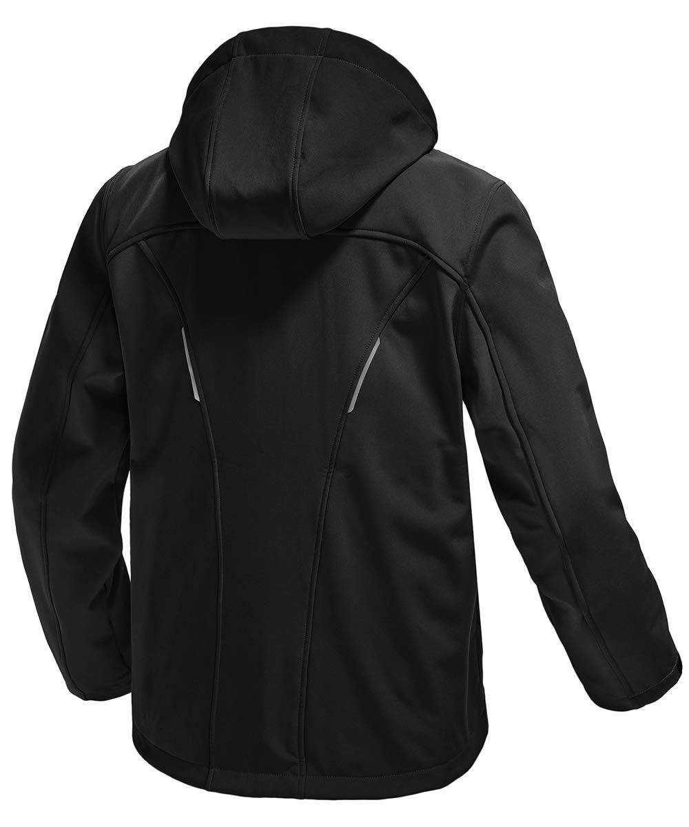 Gopune Men's Lightweight Soft Shell Jacket Fleece Lined Waterproof Hooded Hiking Winter Jacket (Black,L)