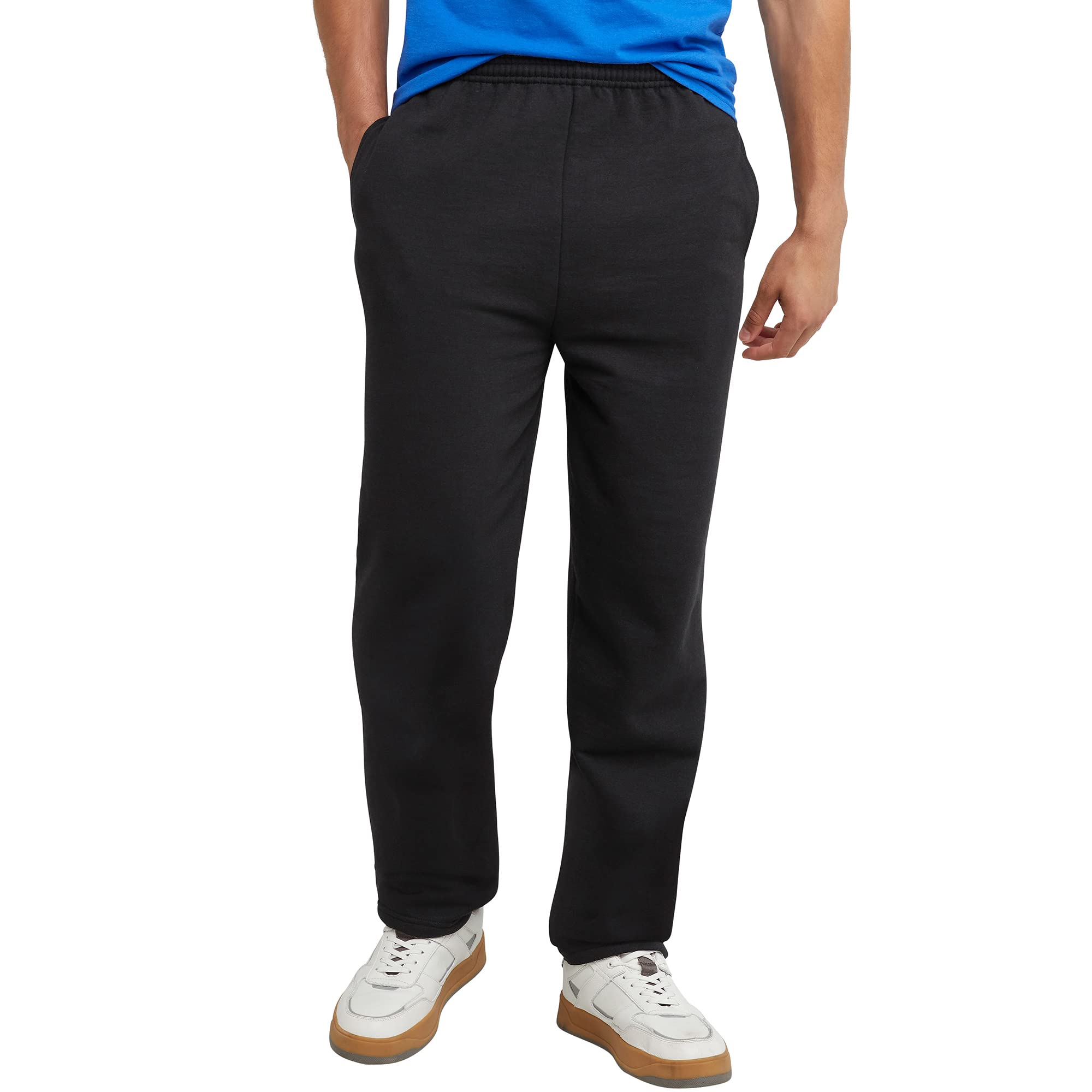 Hanes Mens Ecosmart Open Bottom Sweatpants, Midweight Fleece Open-hem For, Black, 3X-Large US