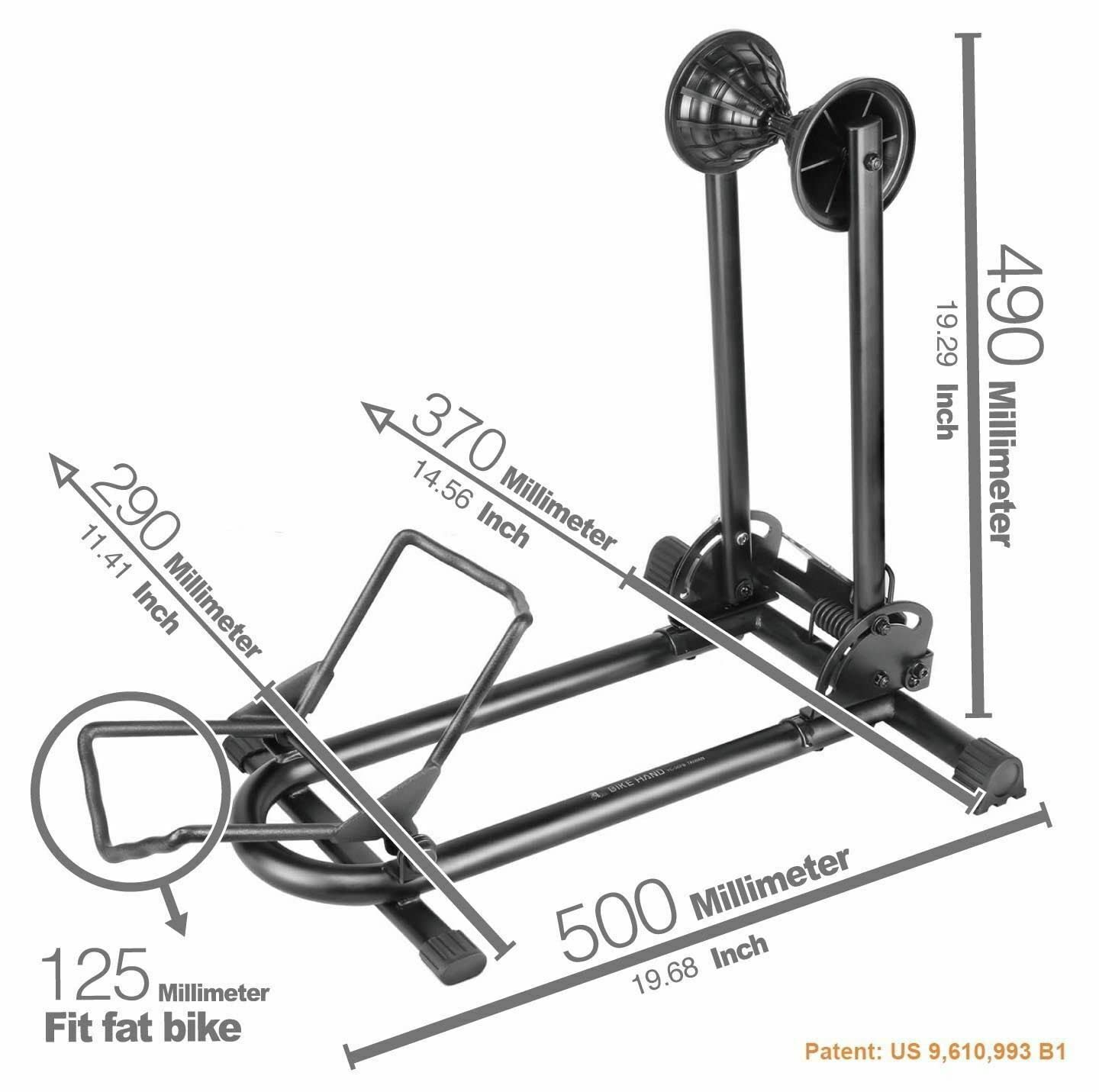 BikeHand Bicycle Floor Parking Rack Stand - for Mountain MTB & Road or Fat Bikes Indoor Outdoor Garage Storage - Max Tire Width 5" (2)
