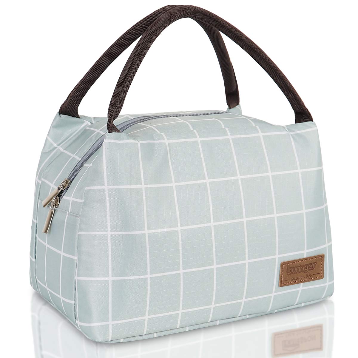 Buringer Insulated Lunch Bag Lunch Box for Women Men Adult Lunch Tote for Work Picnic Travel (Green Plaid)