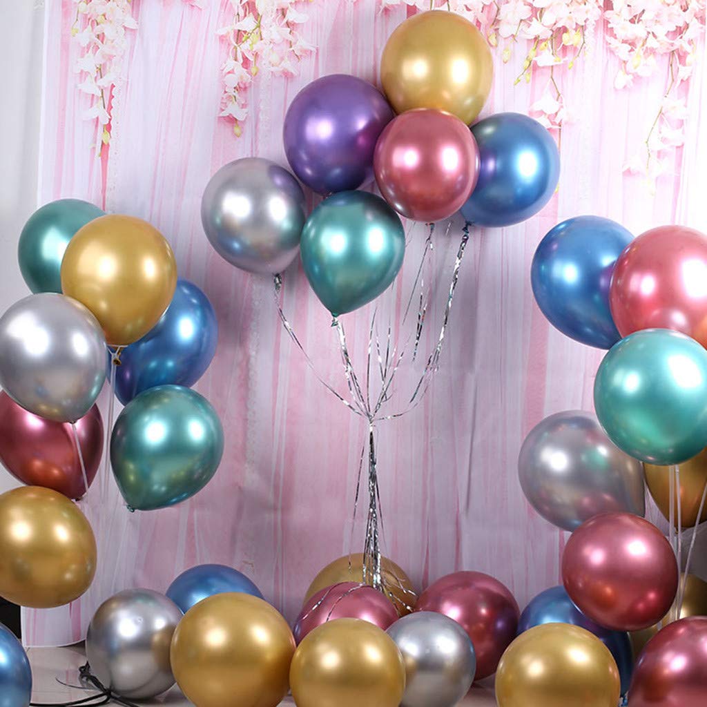 π AIUSD Clearance π, Shiny Metallic 50Pcs Chrome Shiny Metallic Latex Balloons for Birthday Wedding Grad Party Home Decor