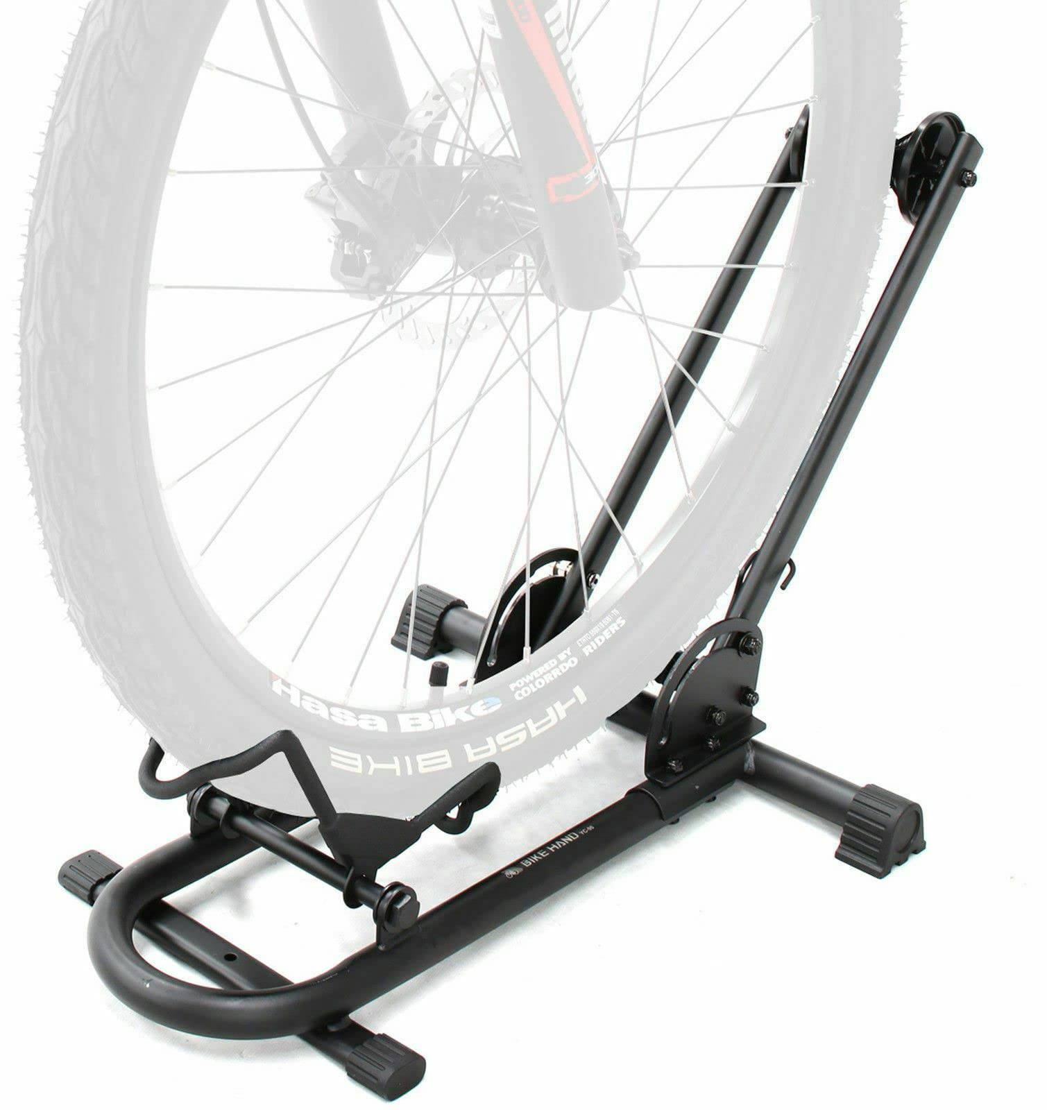BikeHand Bicycle Floor Parking Rack Stand - for Mountain MTB & Road or Fat Bikes Indoor Outdoor Garage Storage - Max Tire Width 5" (2)