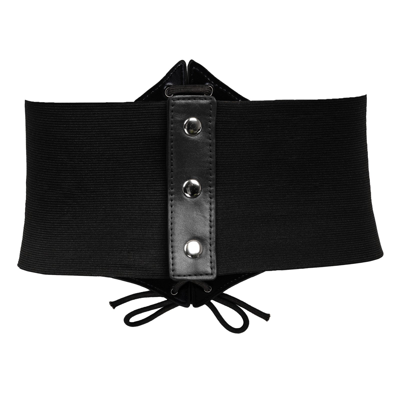 GRACE KARIN Womens Wide Elastic Lace-up Waist Belt Adjustable Leather Cinch Corset Waistband(L,Black)