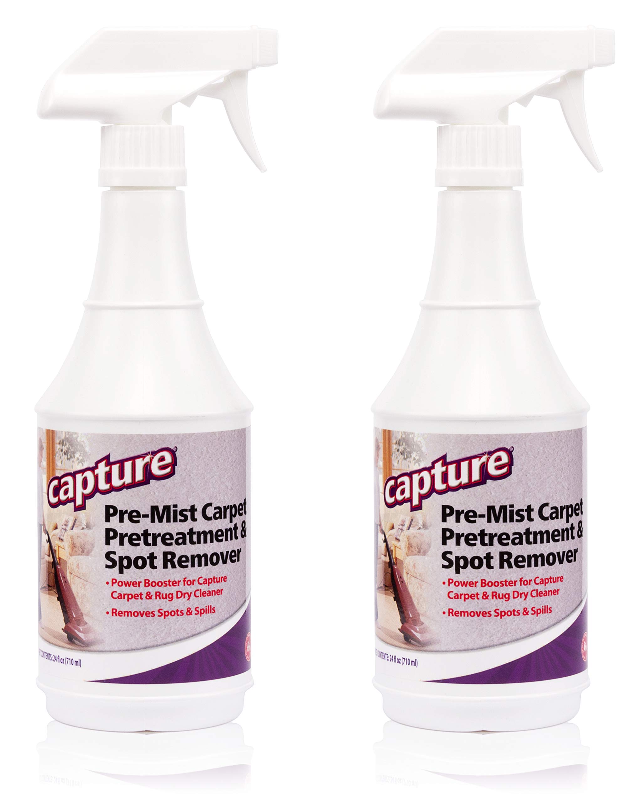 Capture Pre-Mist Soil Release for Carpet Dry Cleaner - Carpet Cleaning Pre Spray - Loosen Juice, Coffee & Wine Spill and Tough Rug Stains Eliminator - Multi-Purpose Cleaning Essentials - 24oz (2 Pack)