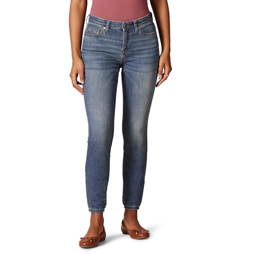 Amazon Essentials Women's Mid Rise Curvy Skinny Jean, Medium Wash, 12