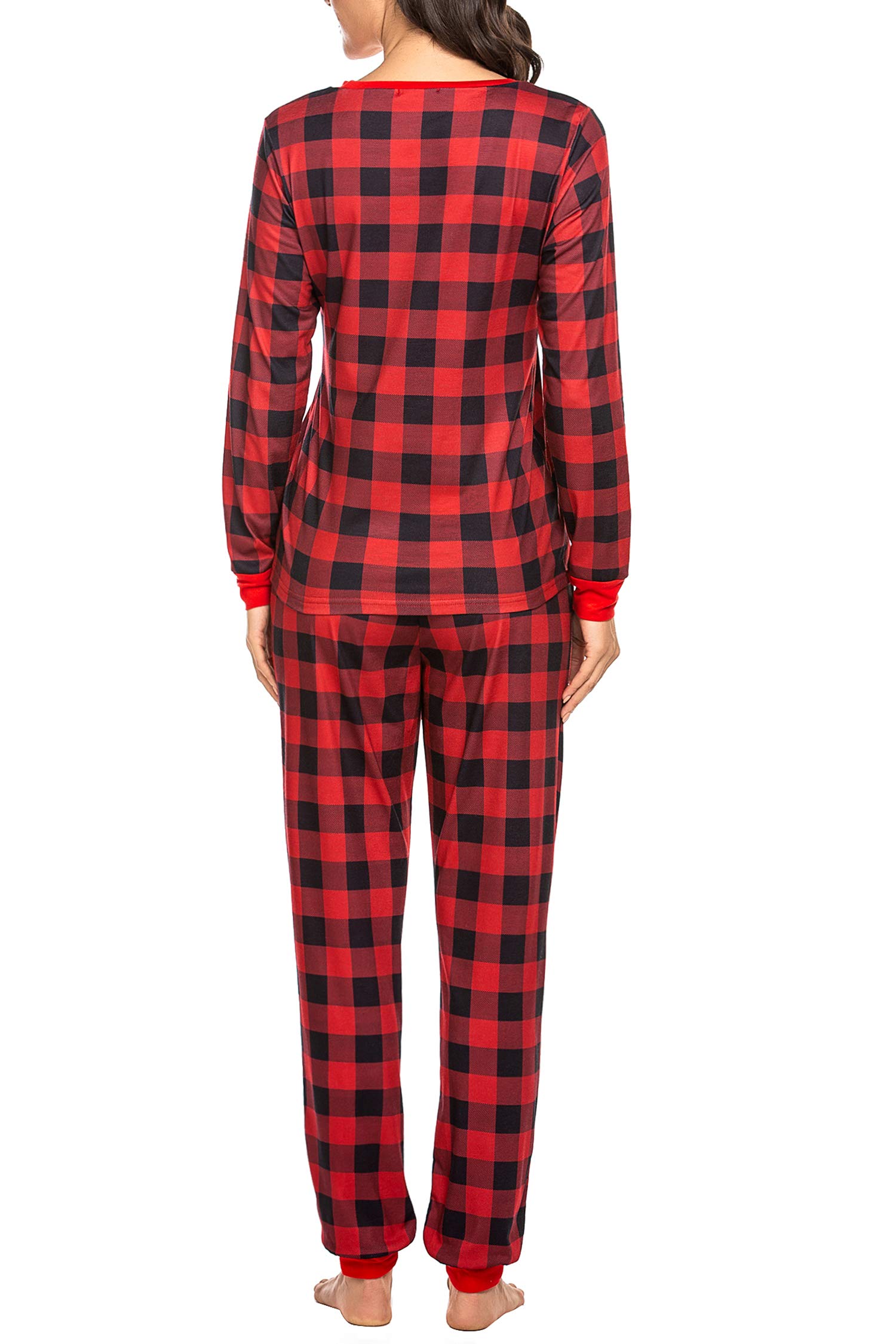 Ekouaer Womens Pajamas Sets Long Sleeve Tops with Jogger Pants Soft Pjs Lounge Set Outfits with Pockets Red Big Plaid S
