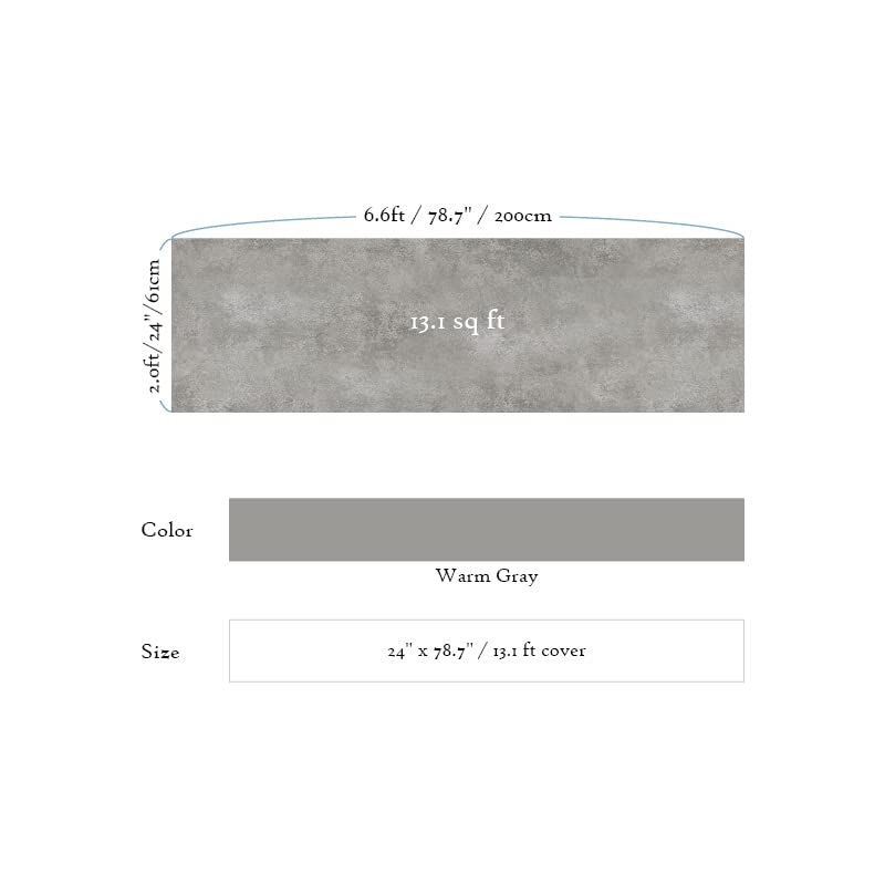 Stone Marble Peel and Stick Wallpaper (24" x 78.7", 2 Pack, Concrete Texture, Gray) Renter Friendly Removable Waterproof Vinyl Home Décor for Cabinets Bookshelf Drawer Table Furniture