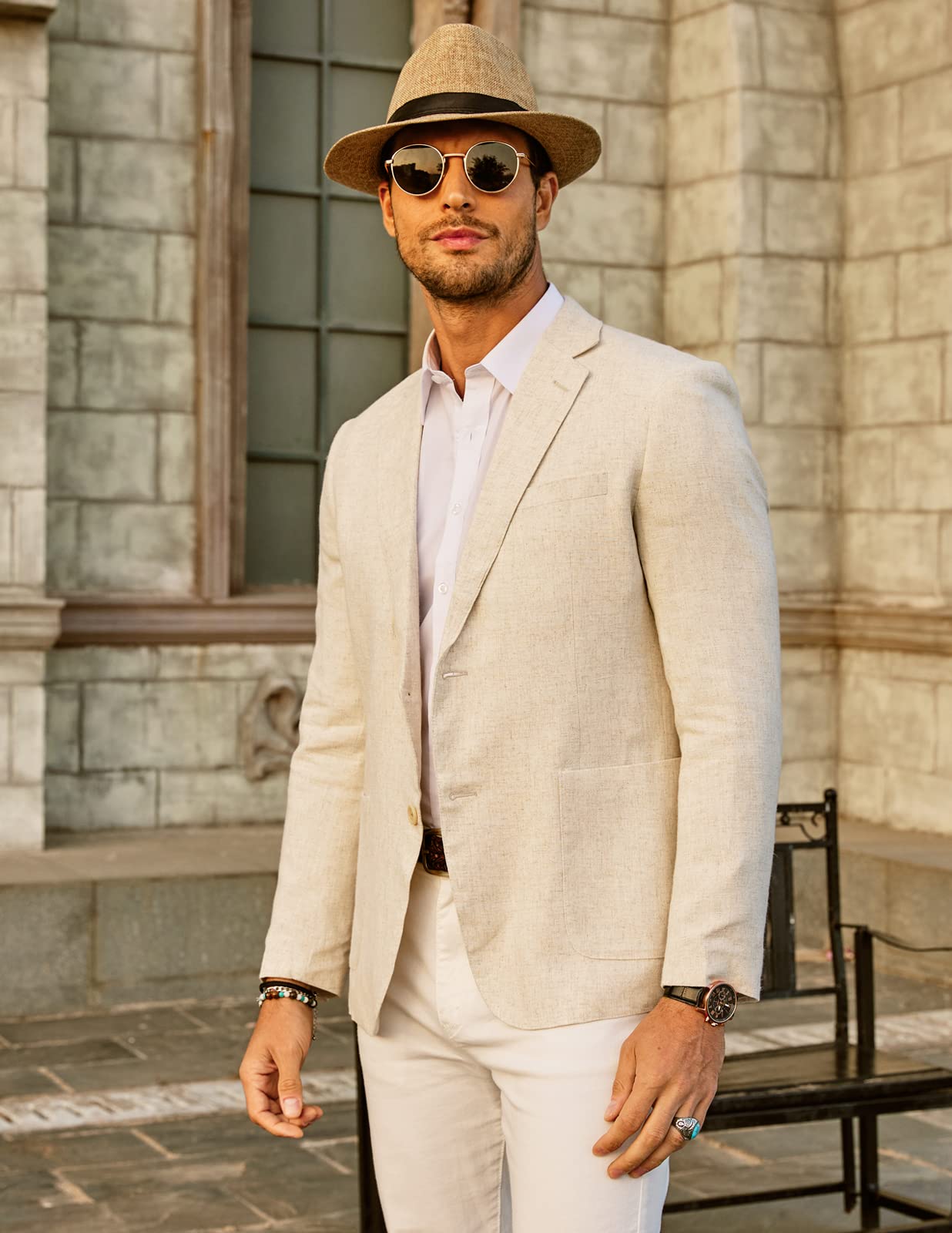Mens Blazer Jacket Two Button Casual Sport Coat Lightweight Dress Blazer Fashion A-Khaki