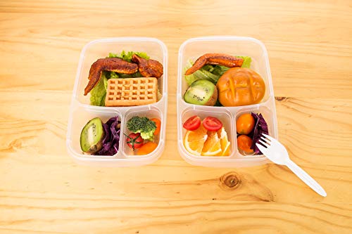 Meal Prep Containers 3 Compartment Food Storage Containers Microwave Dishwasher Freezer Safe (Color mixing, 7 /10PACK (3compartment))