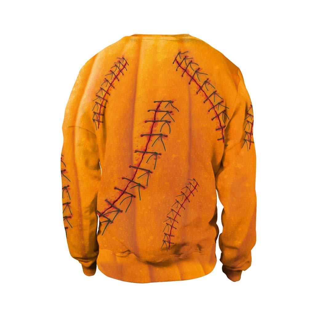 Women's Sweatshirt Thenlian Mens Casual Scary Halloween Lover 3D Print Party Long Sleeve Top Blouse(XXL, Yellow)