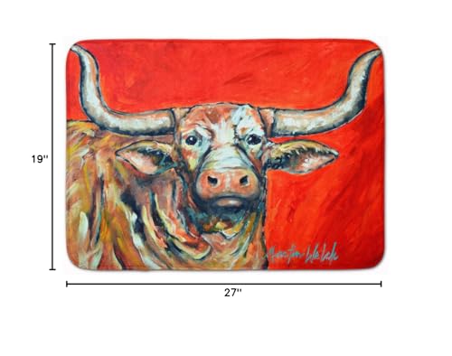 Caroline's Treasures See Red Longhorn Cow Machine Washable Memory Foam Mat doormats, Multicolor