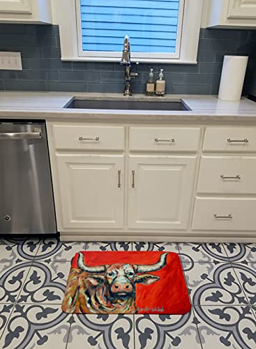 Caroline's Treasures See Red Longhorn Cow Machine Washable Memory Foam Mat doormats, Multicolor