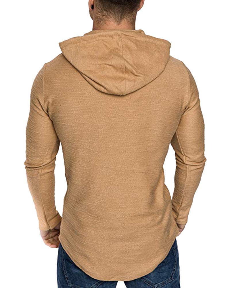 Lexiart Mens Fashion Athletic Hoodies Sport Sweatshirt Solid Color Fleece Pullover Khaki 3XL