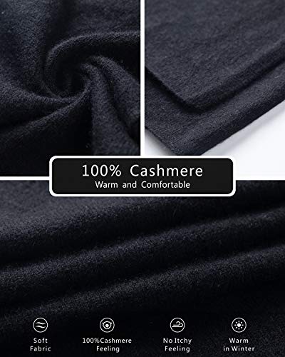 EURKEA 100% Cashmere Winter Scarf in Solid Colors with Gift Box for Women, Warm & Soft & Lightweight, Gift Ready, Black, Free Size