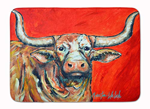 Caroline's Treasures See Red Longhorn Cow Machine Washable Memory Foam Mat doormats, Multicolor