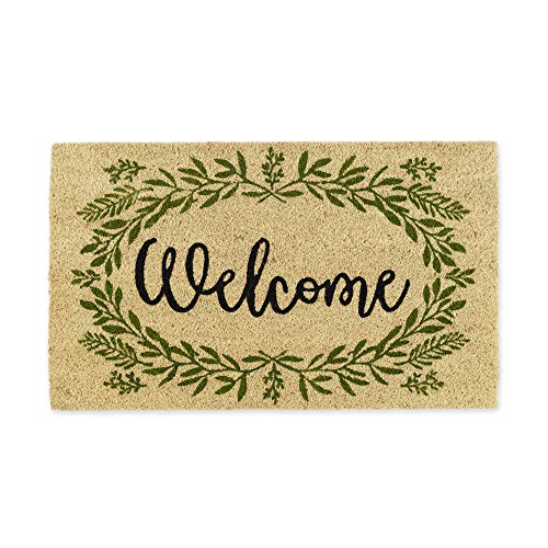 DII Natural Coir Doormat Outdoor Welcome Mat, 17x29, Greenery