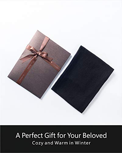 EURKEA 100% Cashmere Winter Scarf in Solid Colors with Gift Box for Women, Warm & Soft & Lightweight, Gift Ready, Black, Free Size