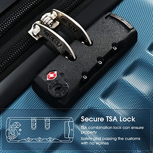 Merax Hardside Luggage Set with TSA Lock and Spinner Wheels 3 Piece Hardshell Lightweight Suitcase Set 20inch 24inch 28inch Navy Blue
