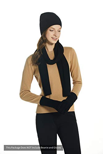 EURKEA 100% Cashmere Winter Scarf in Solid Colors with Gift Box for Women, Warm & Soft & Lightweight, Gift Ready, Black, Free Size