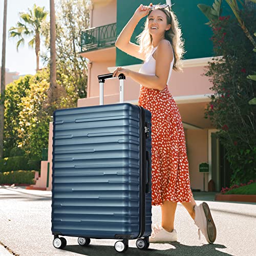 Merax Hardside Luggage Set with TSA Lock and Spinner Wheels 3 Piece Hardshell Lightweight Suitcase Set 20inch 24inch 28inch Navy Blue